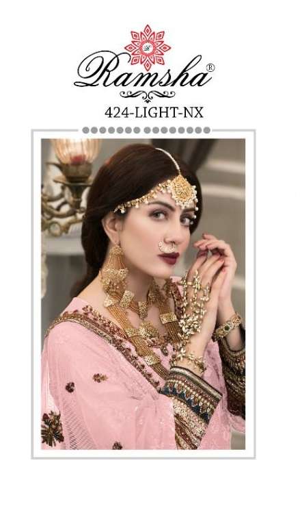 RAMSHA PRESENTS 424 LIGHT NX 424-E TO 424-H SERIES EXCLUSIVE COLOURFUL SUITS PAKISTANI ...