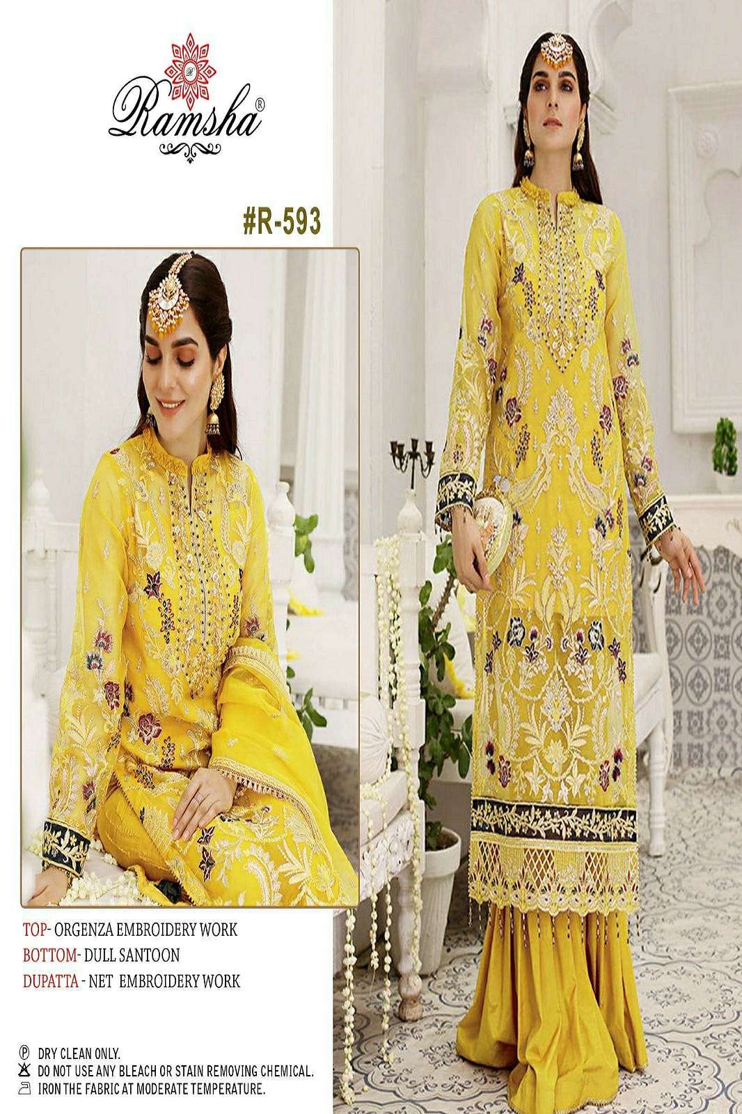 RAMSHA R 593 ORGANZA PAKISTANI DESIGNER SUITS
