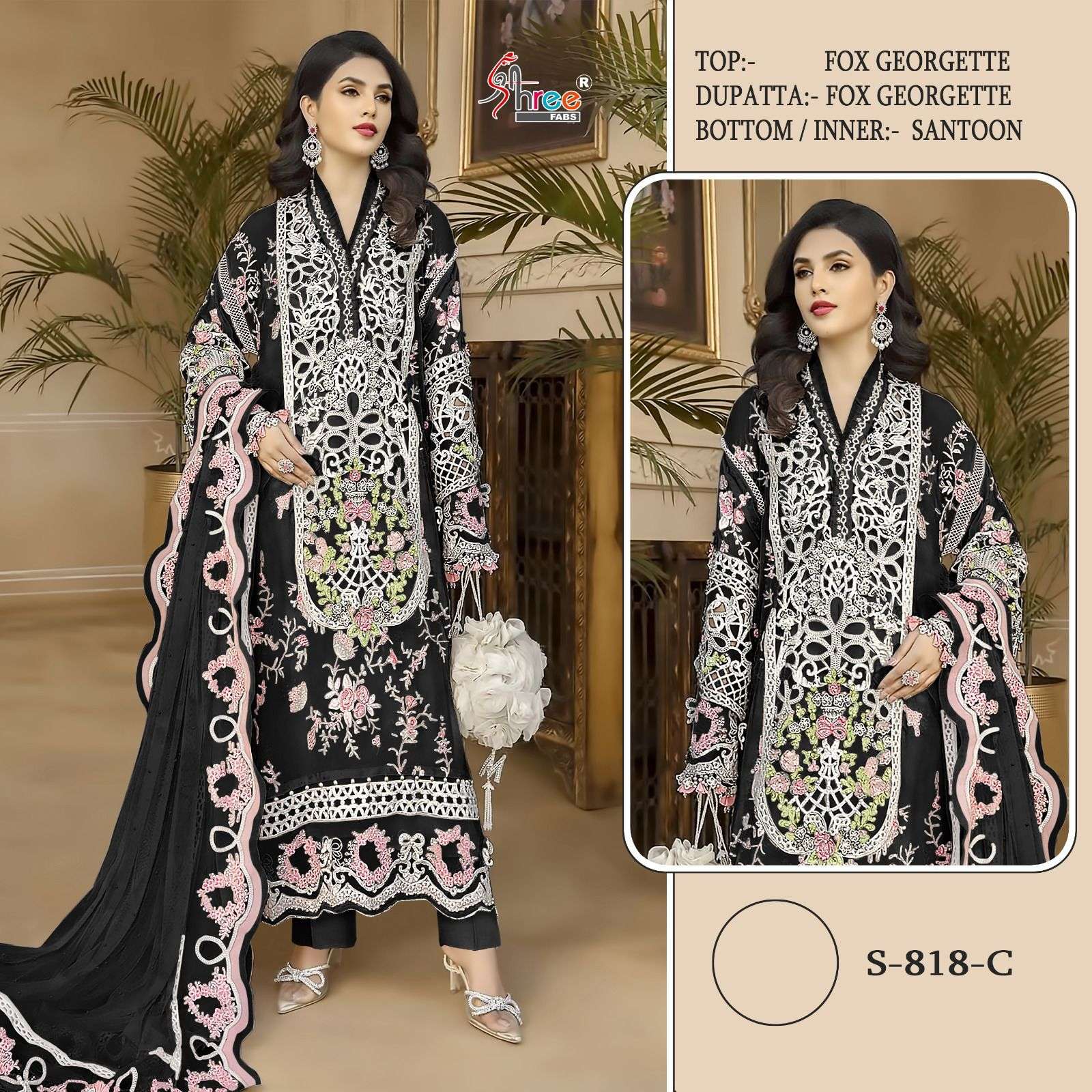 SHREE FAB S 818 A TO D FOX GEORGETTE PAKISTANI SUIT