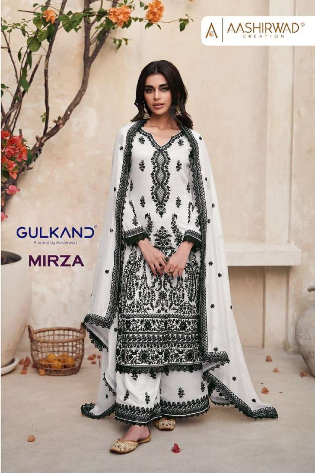 Aashirwad Mirza Traditional Black & White Silk Salwar Suit Collection