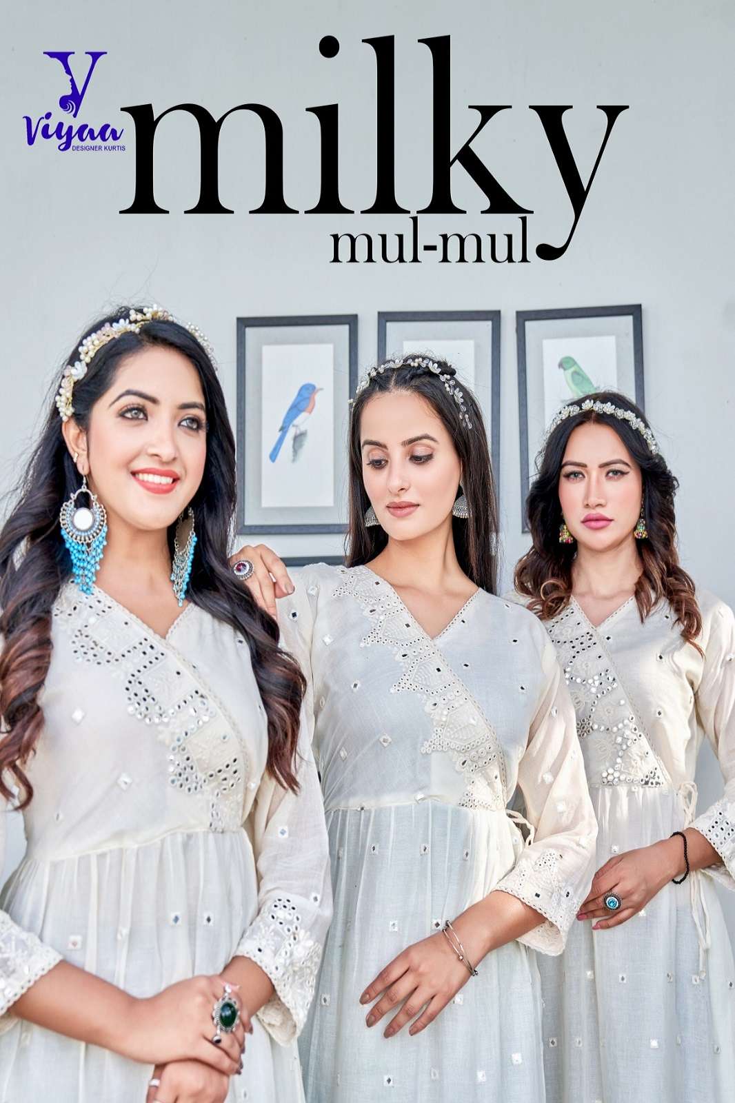 Viyaa Designer Milky Mul Mul Pure Cotton Anarkali Kurti