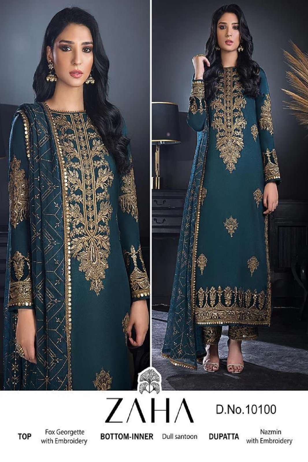 ZAHA 10100 SEMI STITCHED PAKISTANI SALWAR SUIT