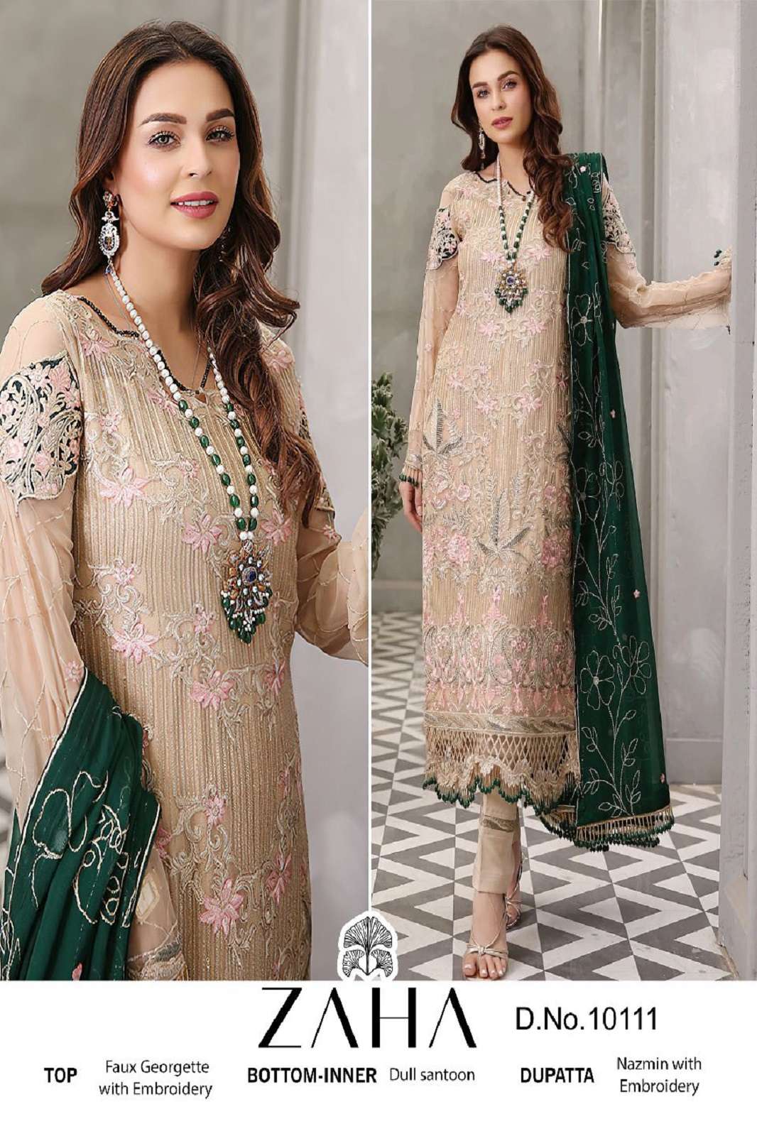 ZAHA 10111 DESIGNER SEMI STITCHED PAKISTANI SUITS