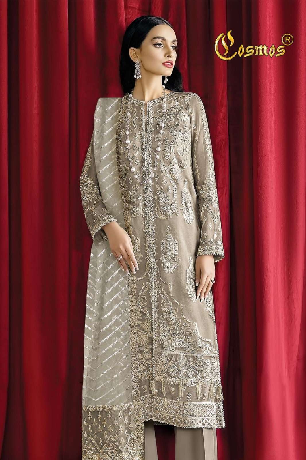 COSMOS GOLD 25 ORGANZA SEMI STICHED PAKISTANI SUIT