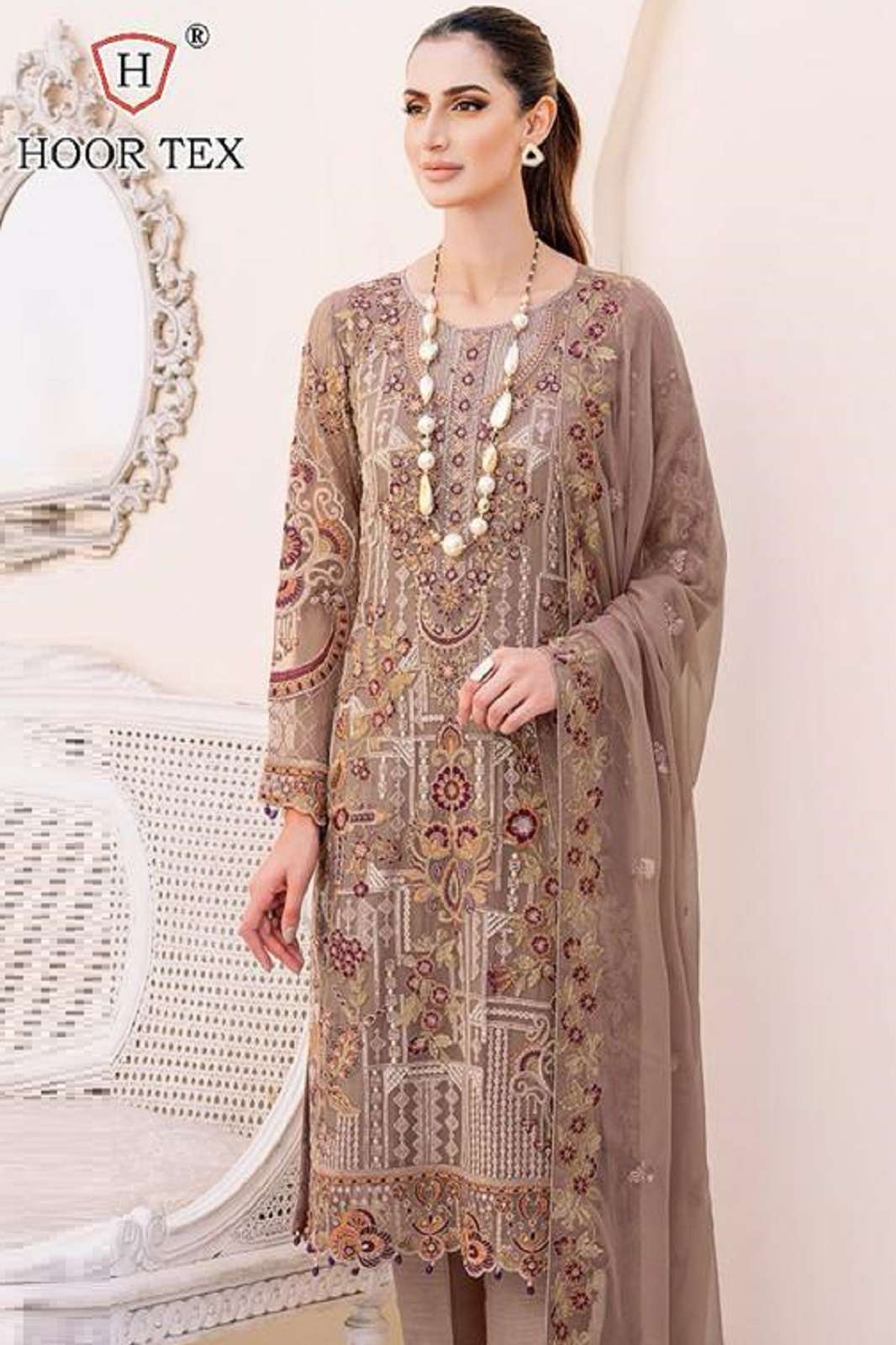 HOOR TEX H 147 SEMI STICHED PAKISTANI SALWAR SUITS