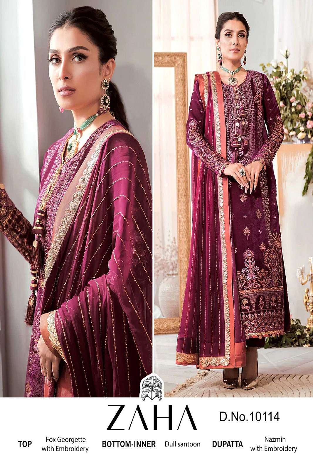 ZAHA 10114 DESIGNER SEMI STITCHED PAKISTANI SUITS