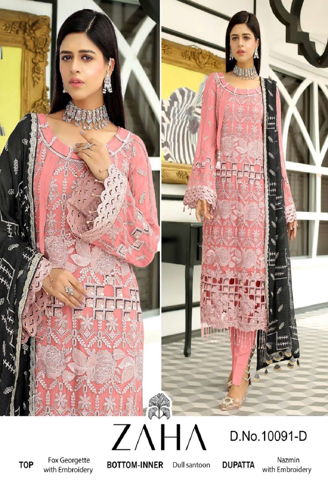 ZAHA MARYAM VOL 2 10091 B C D SEMI STITCHED PAKISTANI SUITS