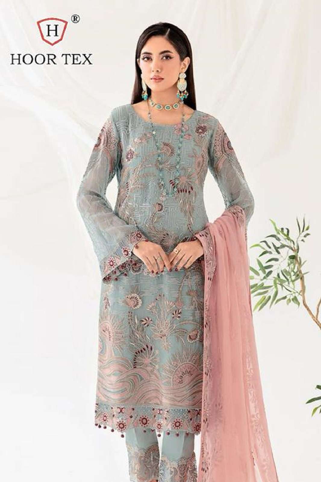 HOOR TEX H 155 SEMI STICHED DESIGNER PAKISTANI SUITS