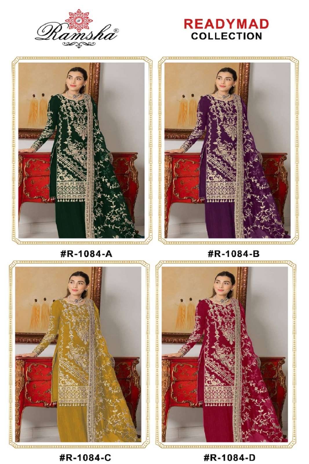 RAMSHA R 1084 A TO D READYMADE PAKISTANI SALWAR SUITS