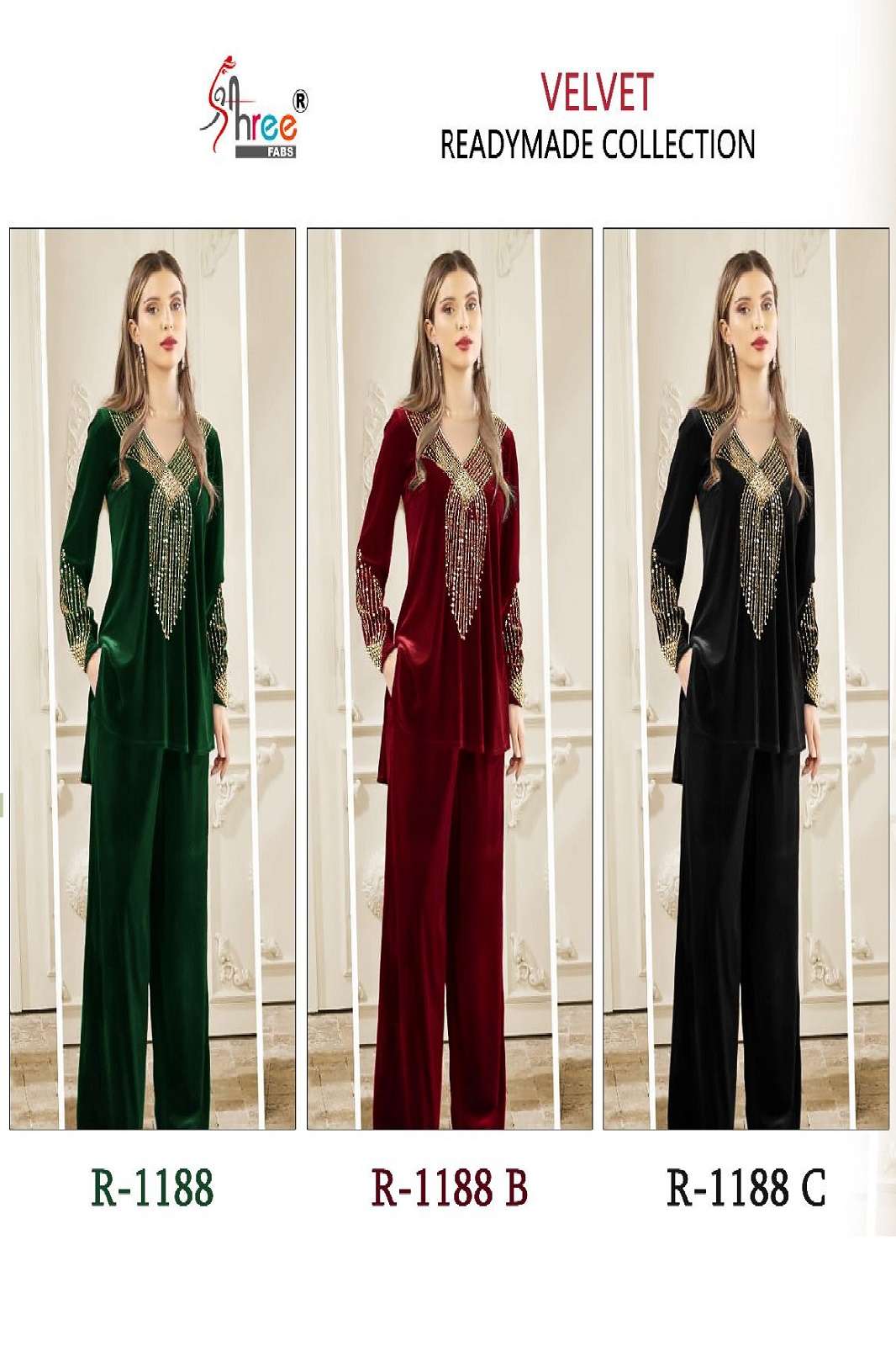 SHREE FAB R 1188 A TO C READYMADE DESIGNER PAKISTANI SUITS