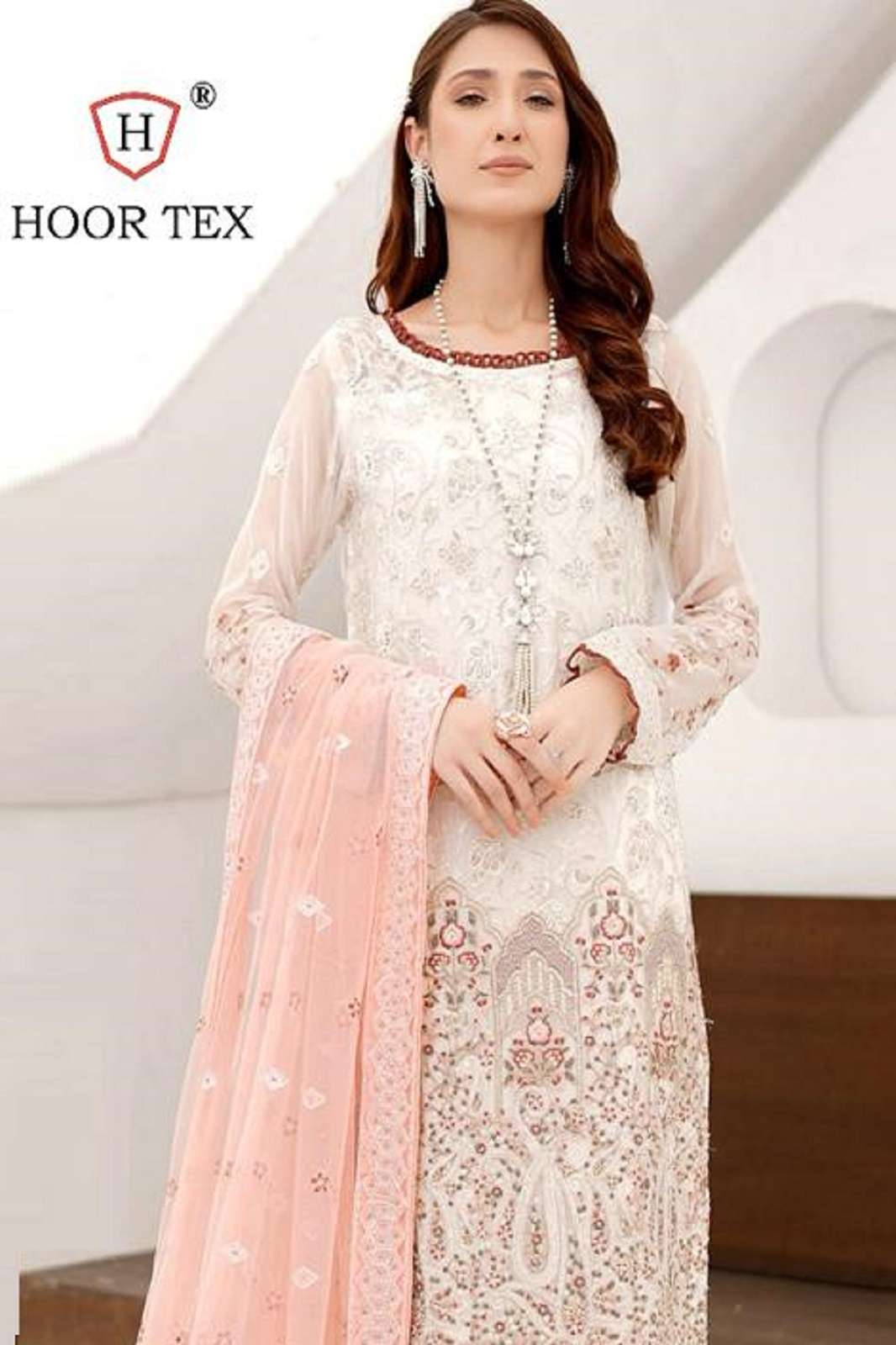 HOOR TEX H 134 DESIGNER SEMI STICHED PAKISTANI SUITS
