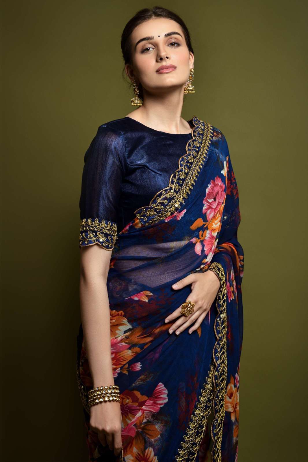 Shri Balaji Emporium VELLEY PRINT Georgette with Flower Print Saree