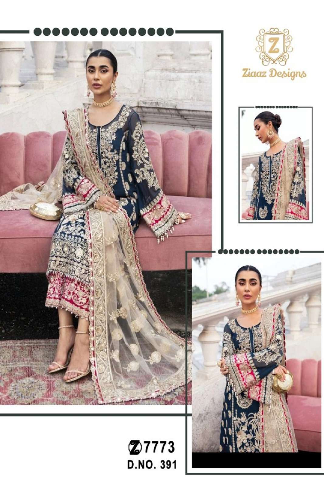 ZIAAZ DESIGNS 391 SEMI STICHED PAKISTANI SALWAR SUITS