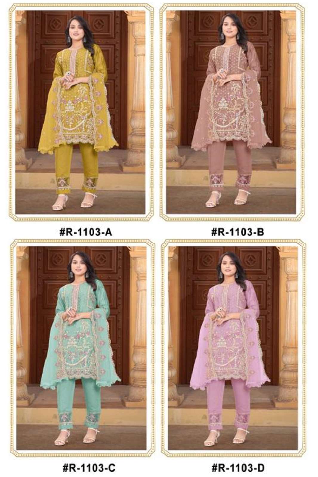 RAMSHA R 1103 A TO D READYMADE PAKISTANI SALWAR SUITS COLLECTION