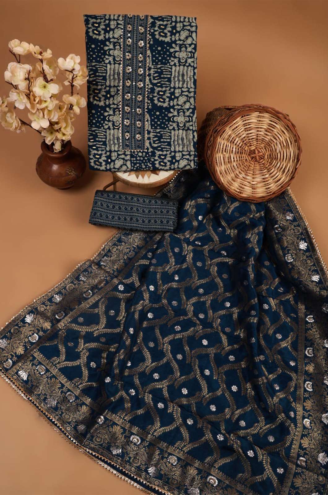 Shri Balaji Emporium 4279a Muslin Suit with Dola Silk Heavy Work Dupatta