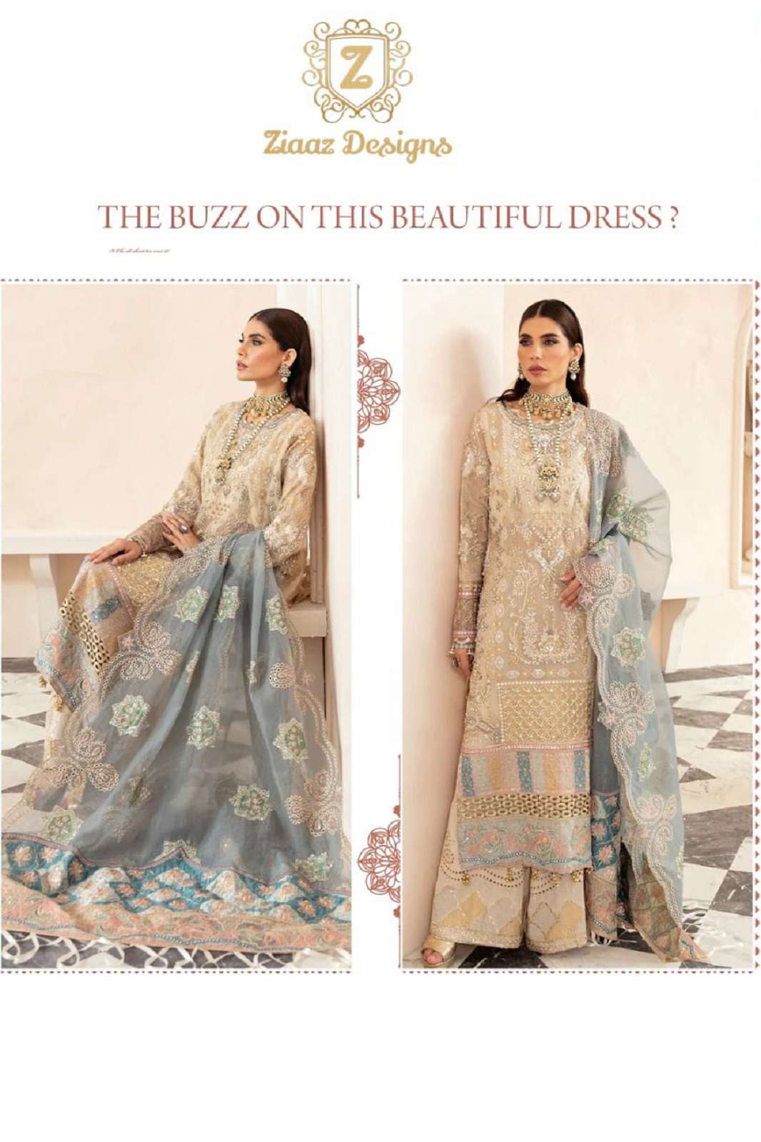 ZIAAZ DESIGNS 392 SEMI STICHED PAKISTANI SUITS
