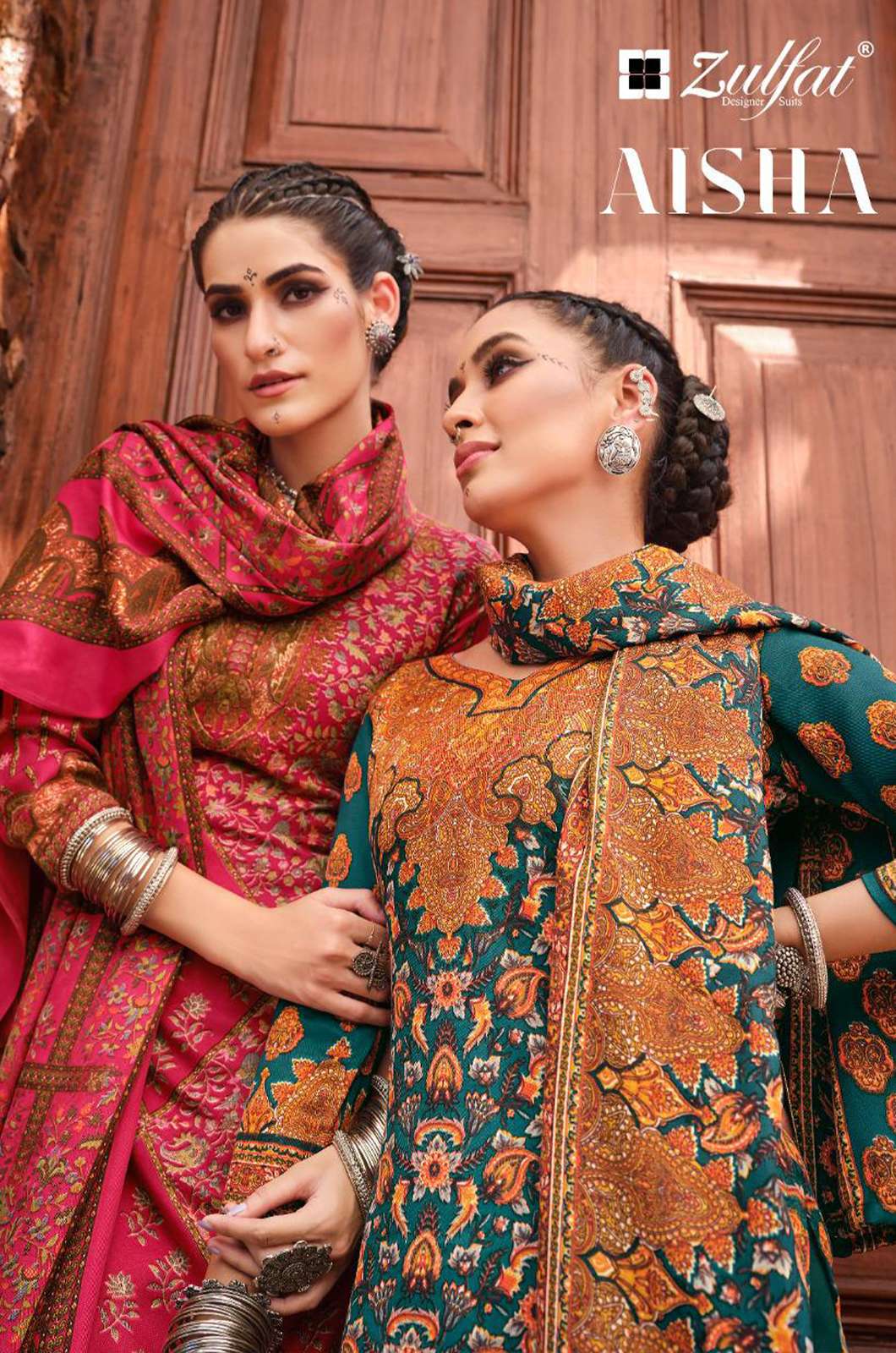 Zulfat Designer Aisha 100% Pure Wool Pashmina Digital Prints Suit