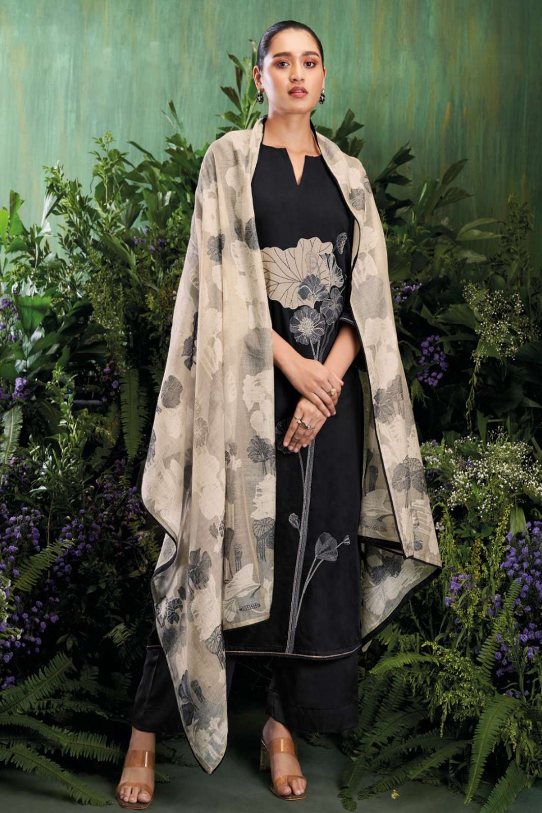 Ganga Maribel 2307 PREMIUM SILK SATIN SOLID WITH PATCH EMBROIDERY AND ...