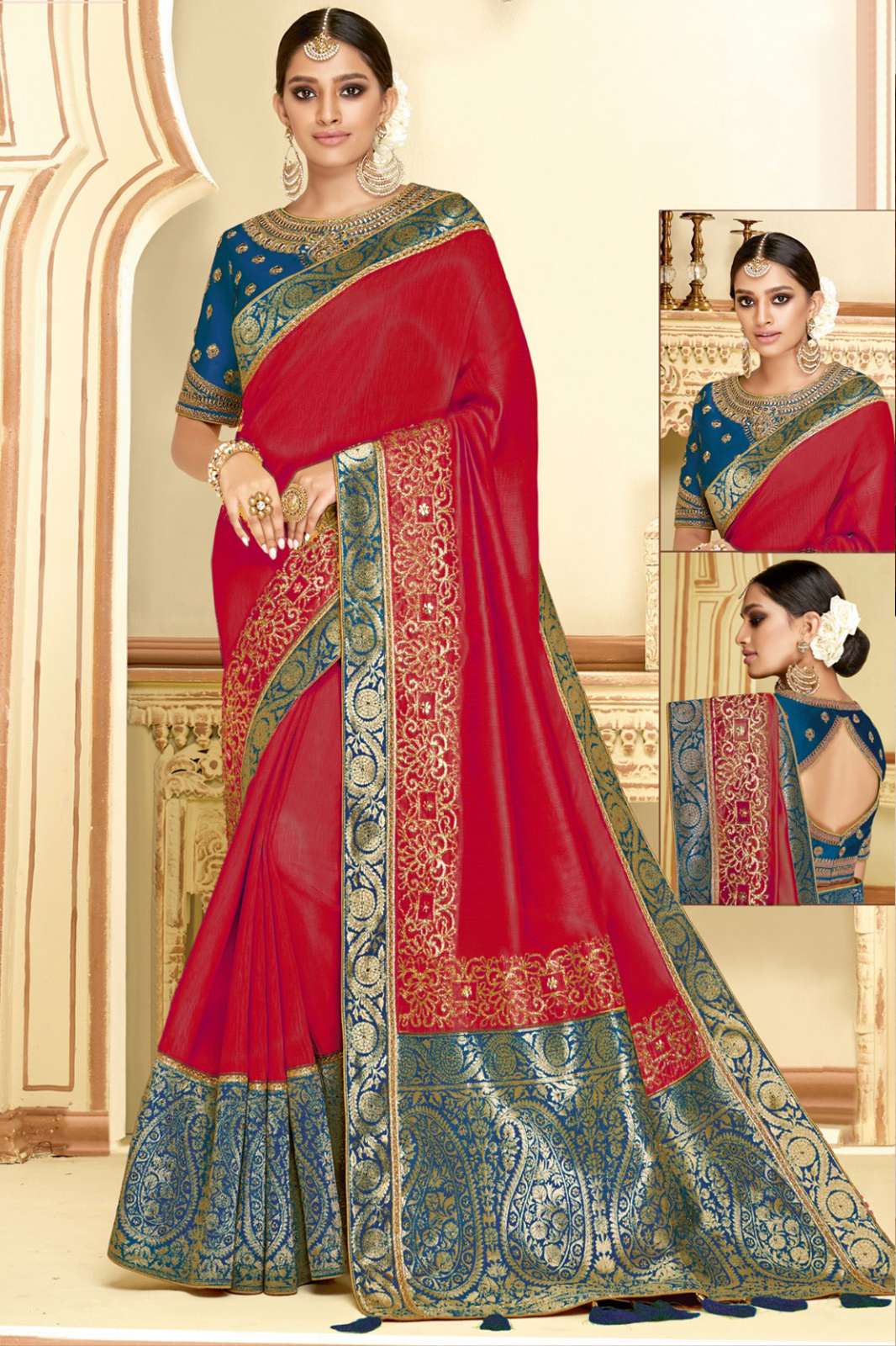 MAHOTSAV NORITA 11000 - ALANKRITA Zari embroidery, Laser cut borders ...
