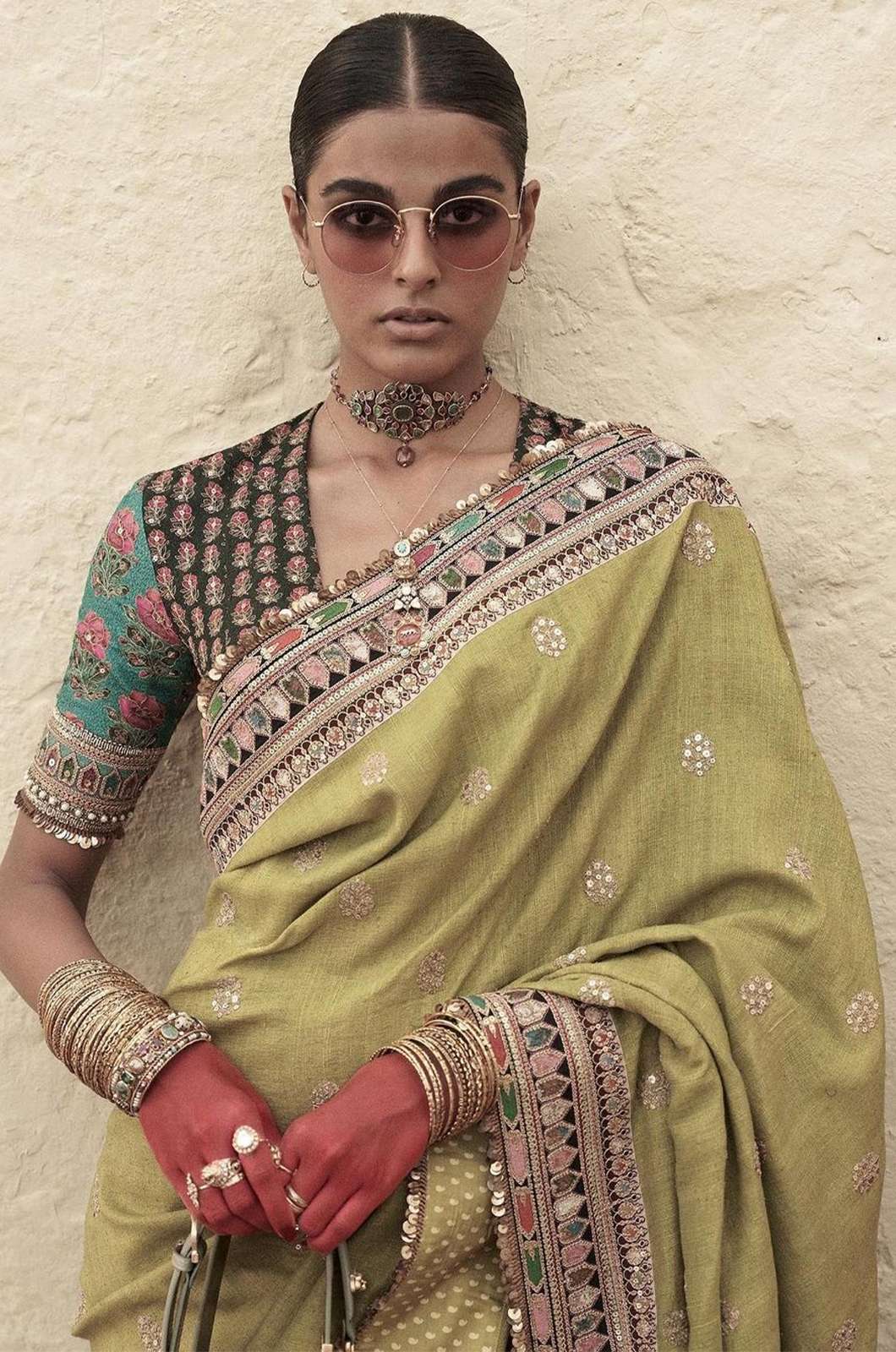 Shri Balaji Emporium Georgette Saree with Multi Threaded Embroidery