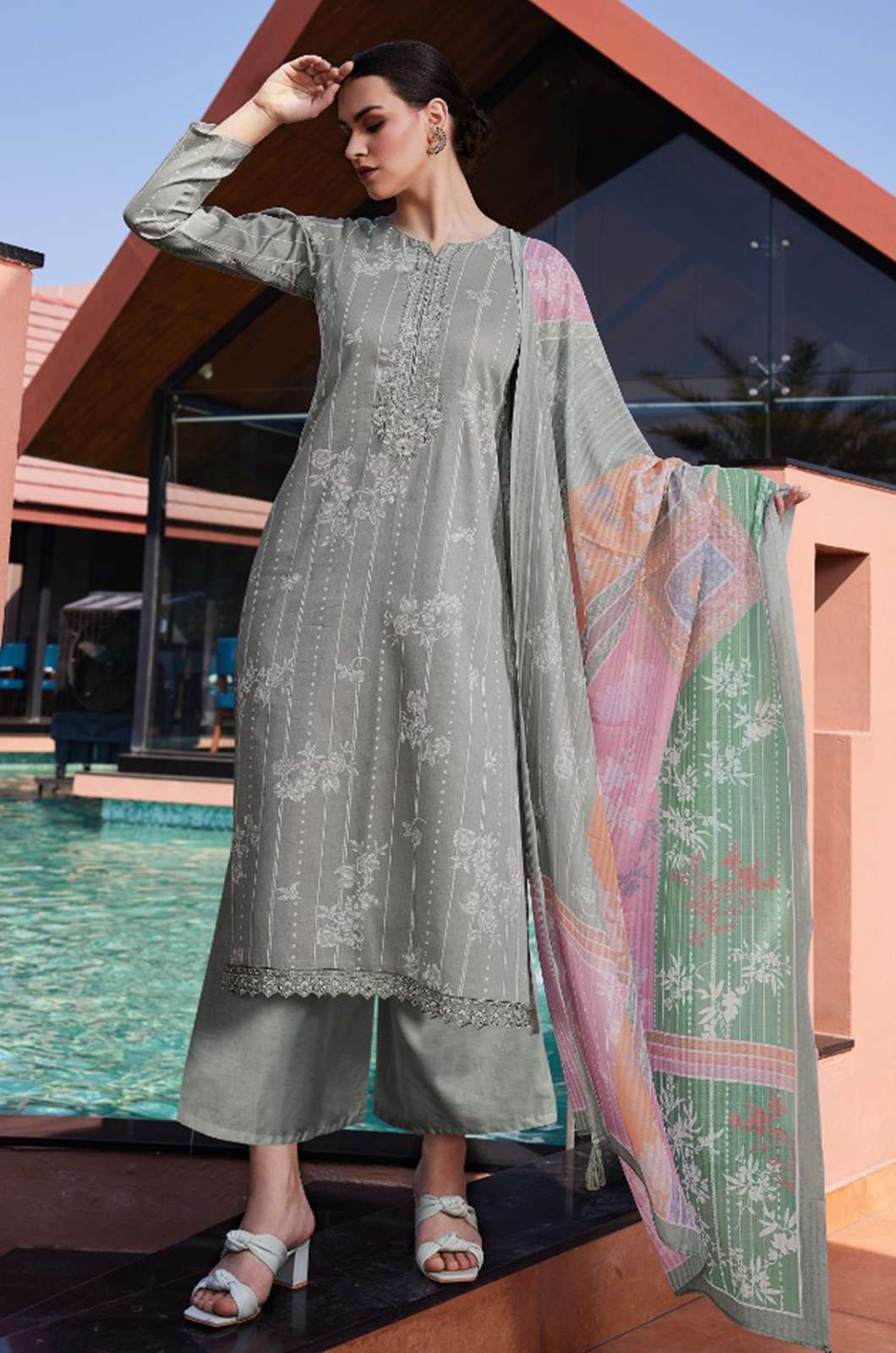 SADHANA ZABIN PURE JAMM COTTON WITH FENCY WORK WITH DIGITAL PRINT SUIT