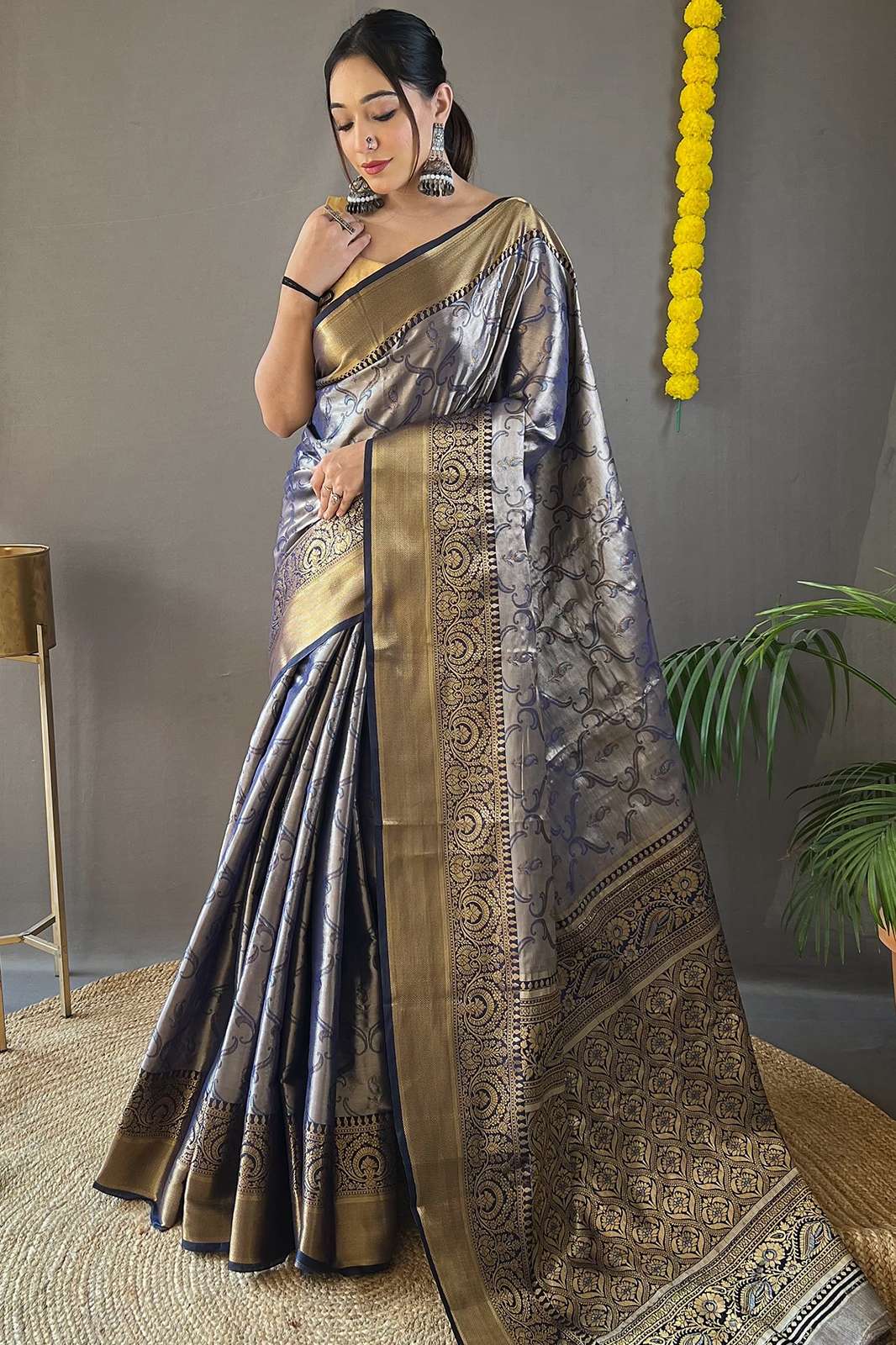 Shri Balaji Emporium Rupali Kanchipuram Silk Sarees with Different Zari Weaving all over saree