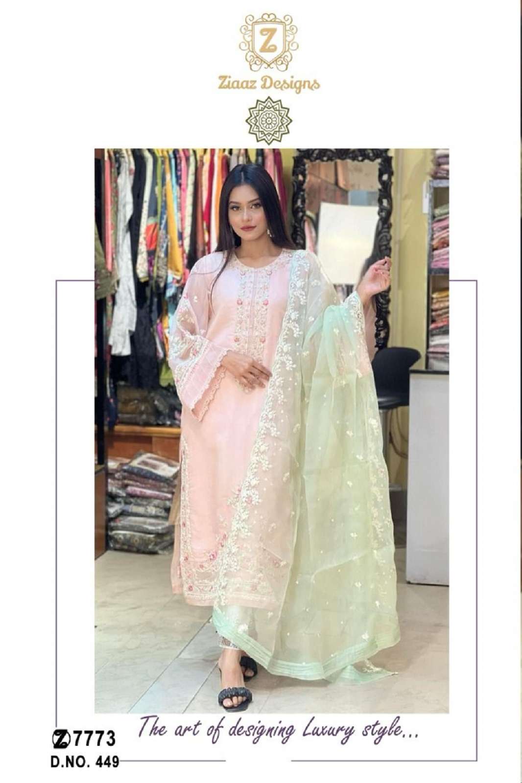 ZIAAZ DESIGNS 449 SEMI STITCHED PAKISTANI SUITS