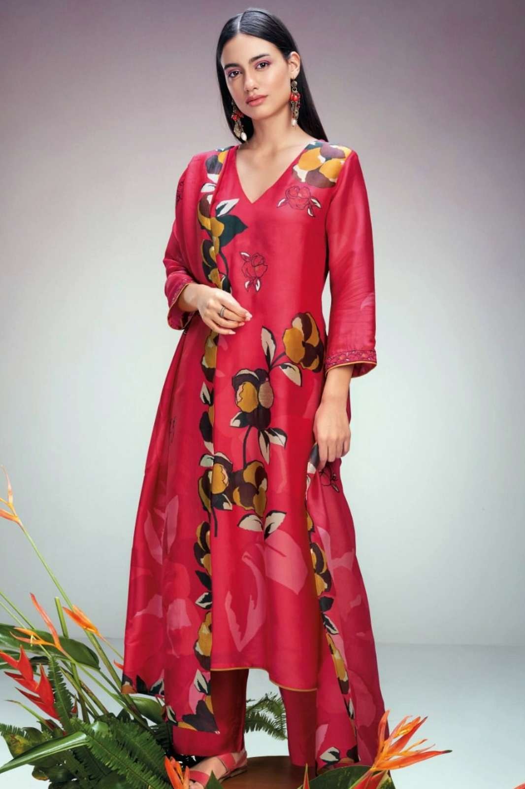 GANGA IROSHA S2161 PREMIUM BEMBERG ORGANZA SILK SATIN PRINTED SUIT WITH ...