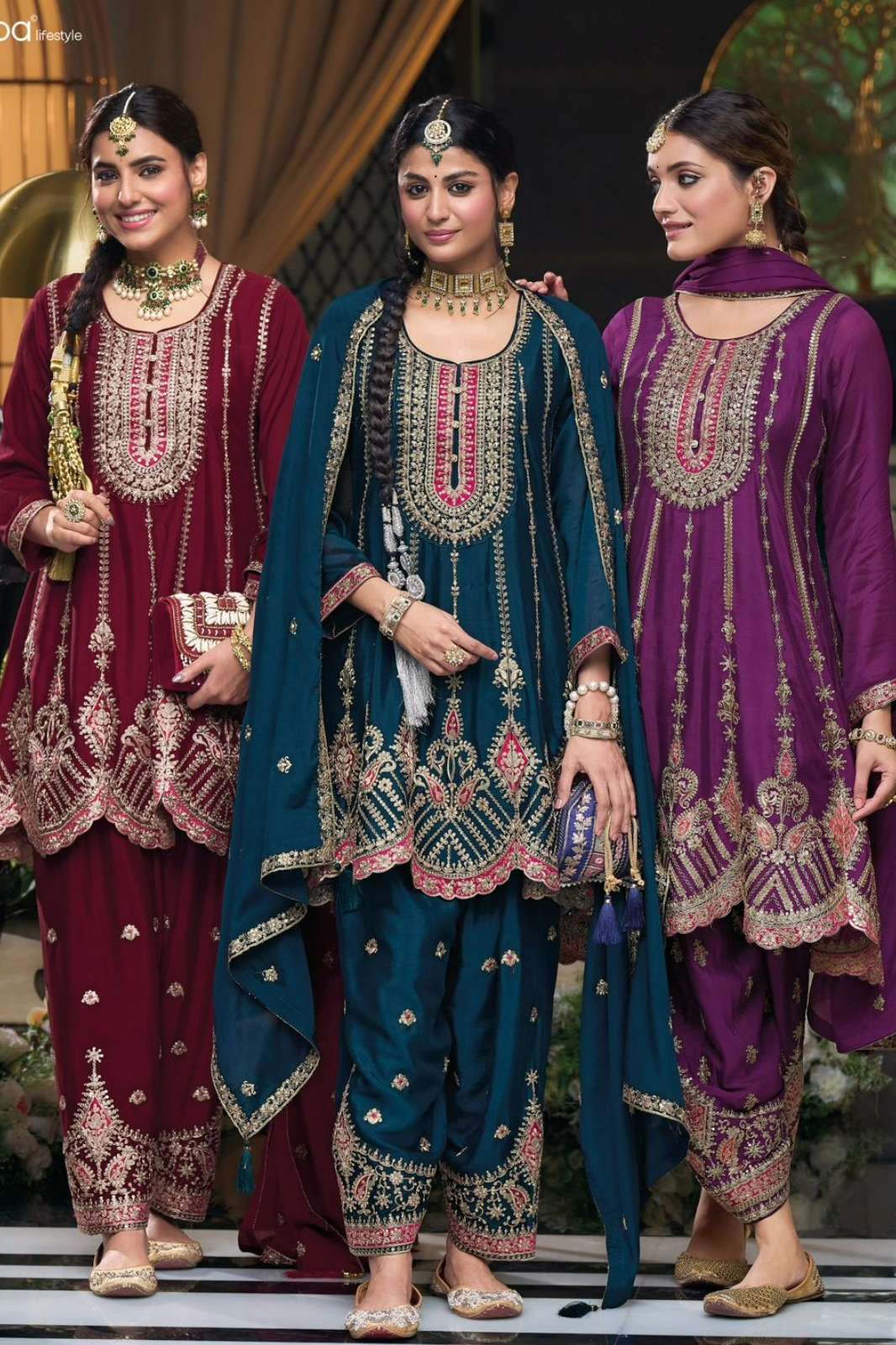 Eba Miraah 9247 Readymade Real Chinon Suit with Emboidery Work