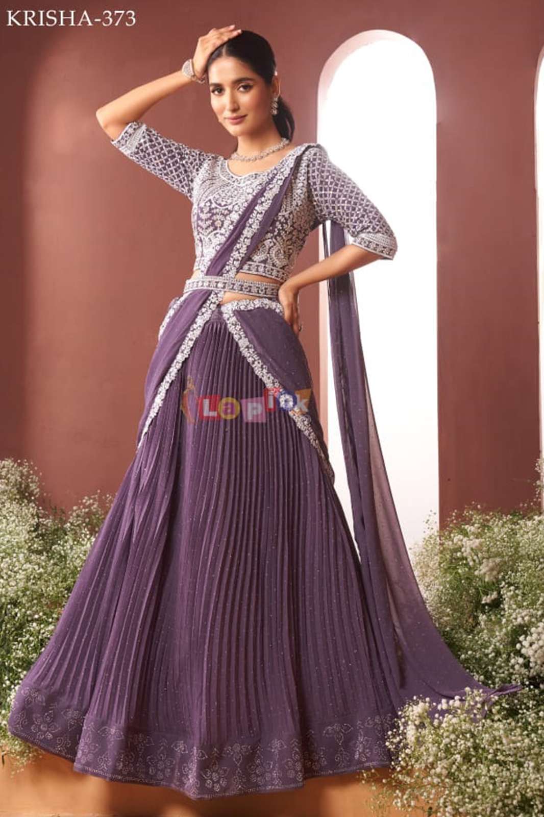 Lapink 9343 Party Wear Designer Stones Work Ready To Wear Viscose Saree