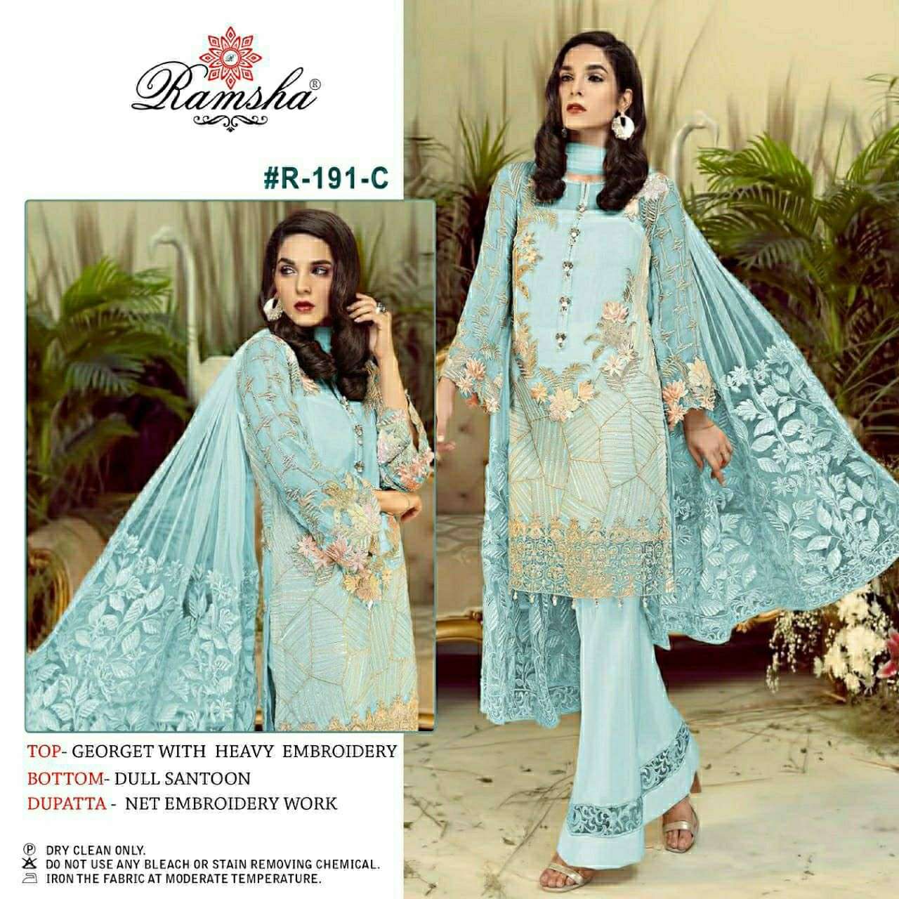RAMSHA PRESENTS DNO R-191 A - R-191D SERIES INDIAN WOMEN DEISGNER PLAZZO SHARAR SALWAR KAMEEZ ...