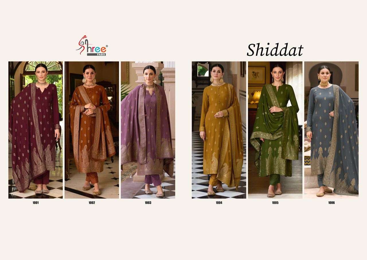 SHREE FAB PRESENTS SHIDDAT DNO 1001 - 1006 SERIES INDIAN WOMEN PURE ...