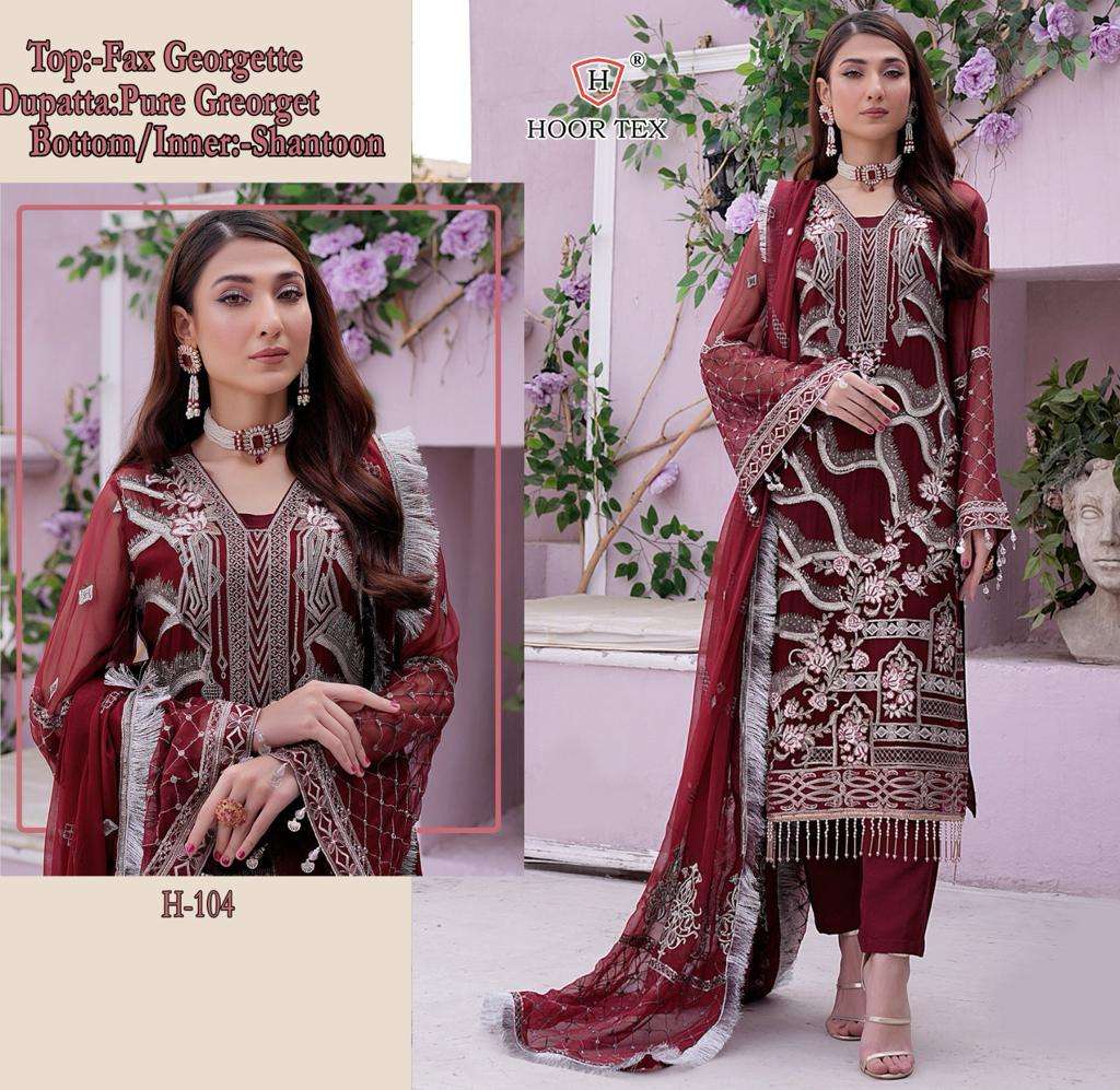 HOOR TEX H 104 SEMI SITCHED PAKISTANI SALWAR SUITS