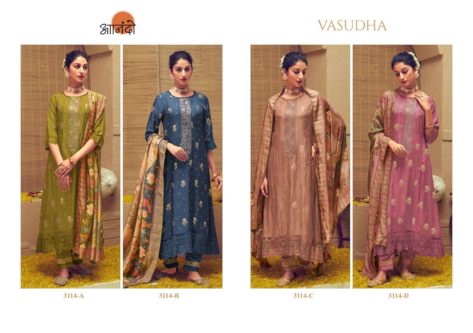 Jay Vijay Present Festival Special Vasuda Catalog Designer Of Pure Muslin Jacquard Sequence ...