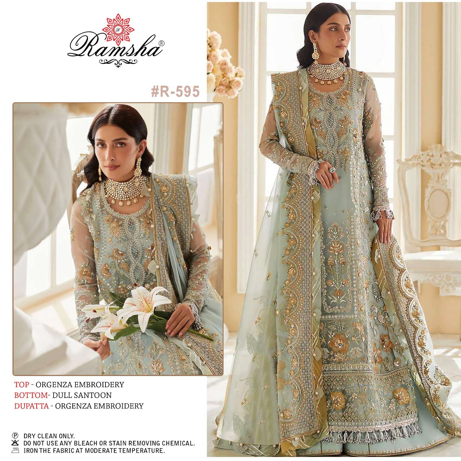 RAMSHA R 595 SEMI STICHED PAKISTANI SALWAR SUITS