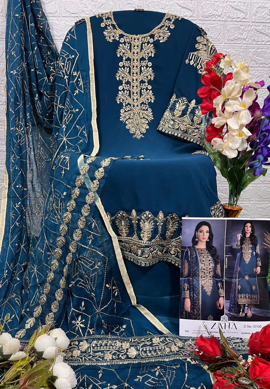 ZAHA 10100 SEMI STITCHED PAKISTANI SALWAR SUIT