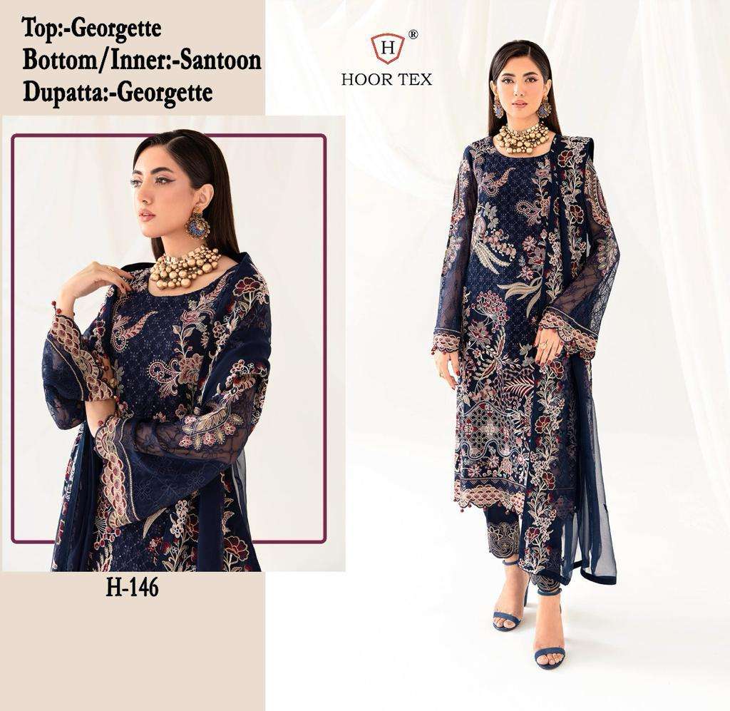 HOOR TEX H 146 SEMI STICHED PAKISTANI SALWAR SUITS