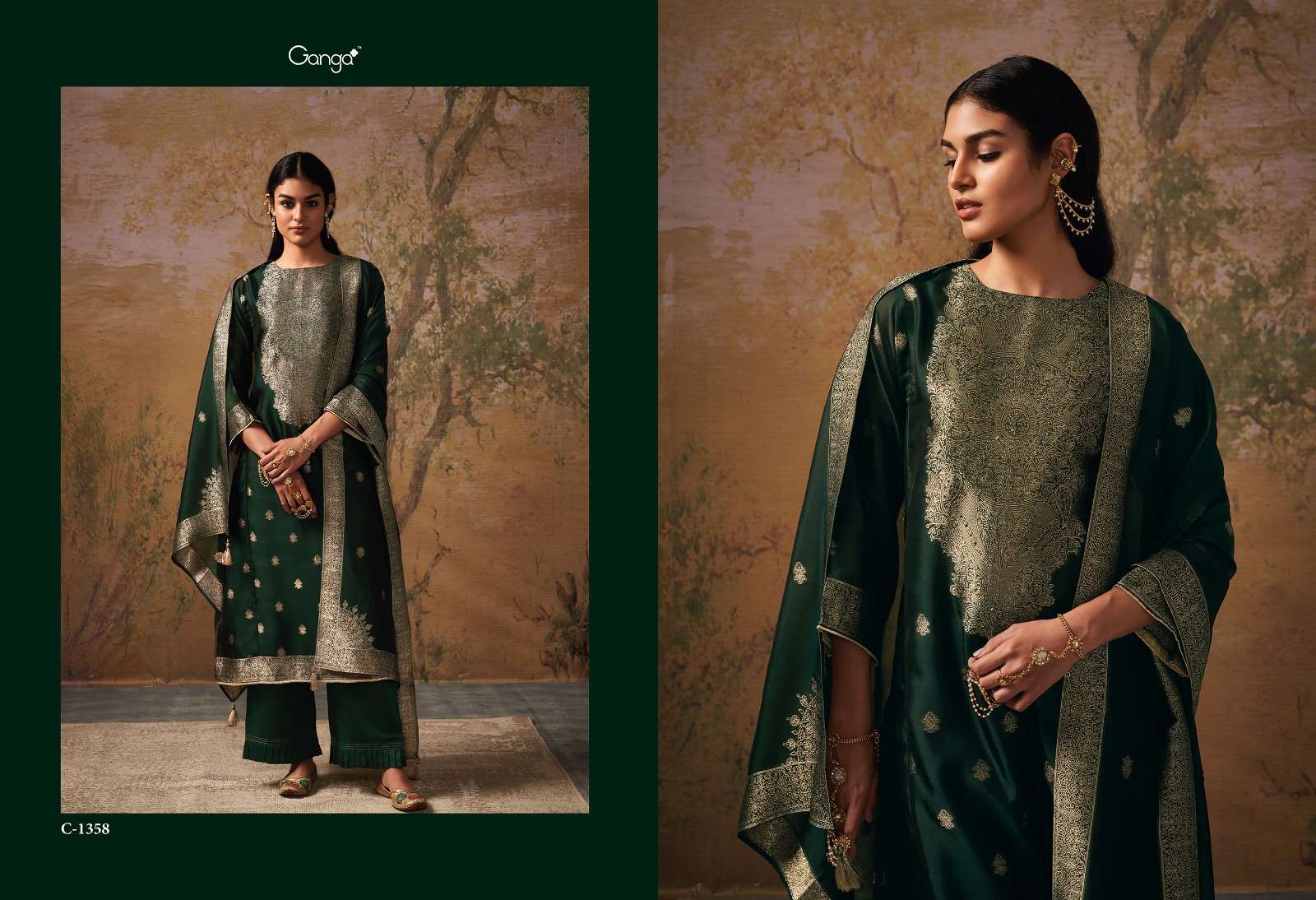 GANGA ATEET 1355 BEMBERG SILK TRADITIONAL SUIT