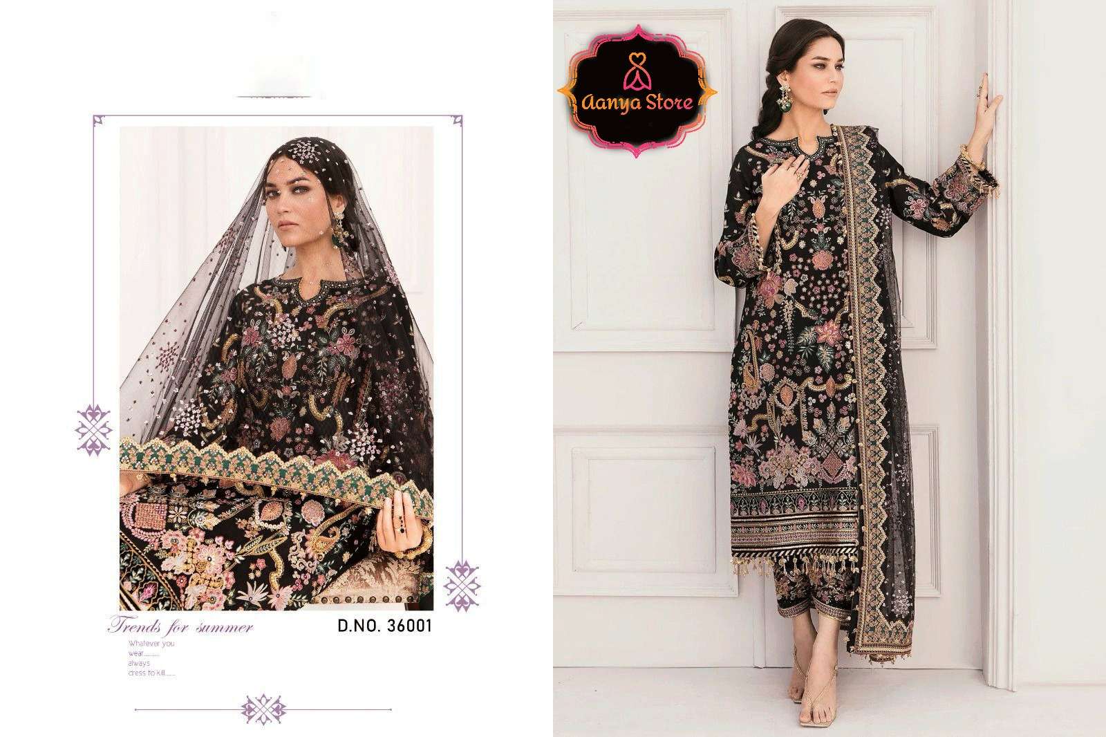 AANYA STORE 36001 & 36002 SEMI STICHED PAKISTANI SUITS