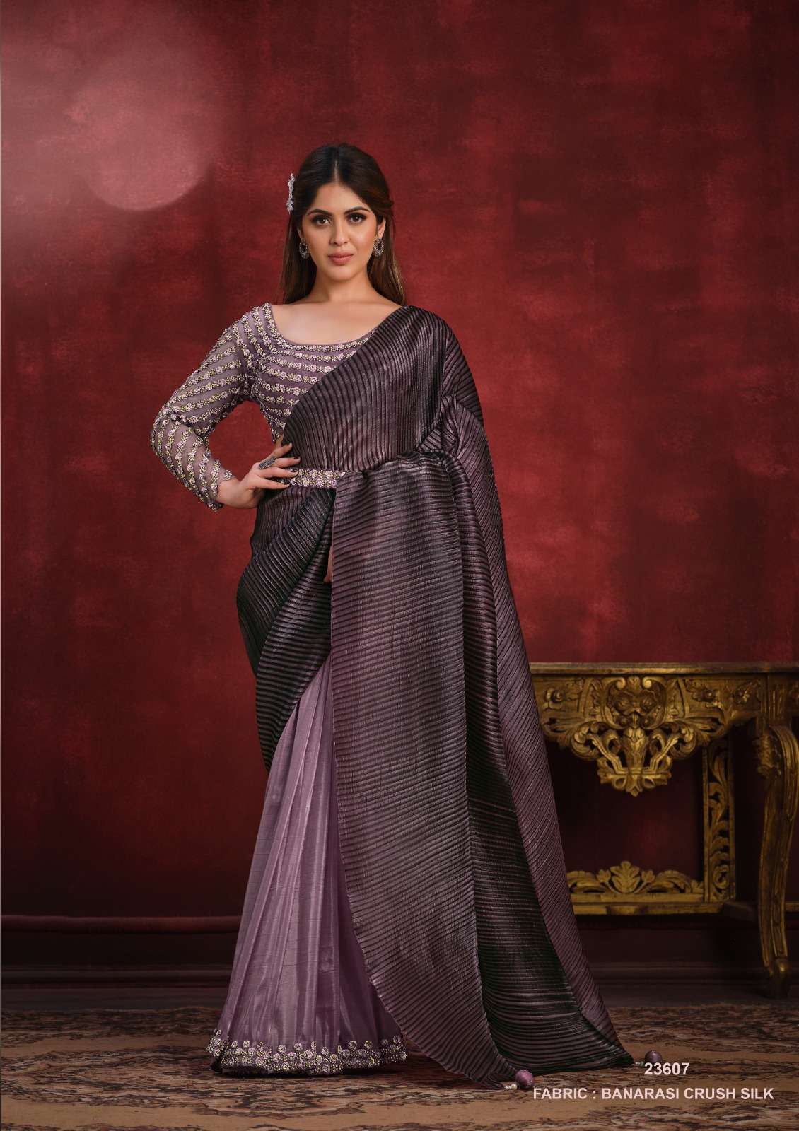 MAHOTSAV MOHMANTHAN 23600 KIMAYA sequence thread and stone work/texture pallu available with belt