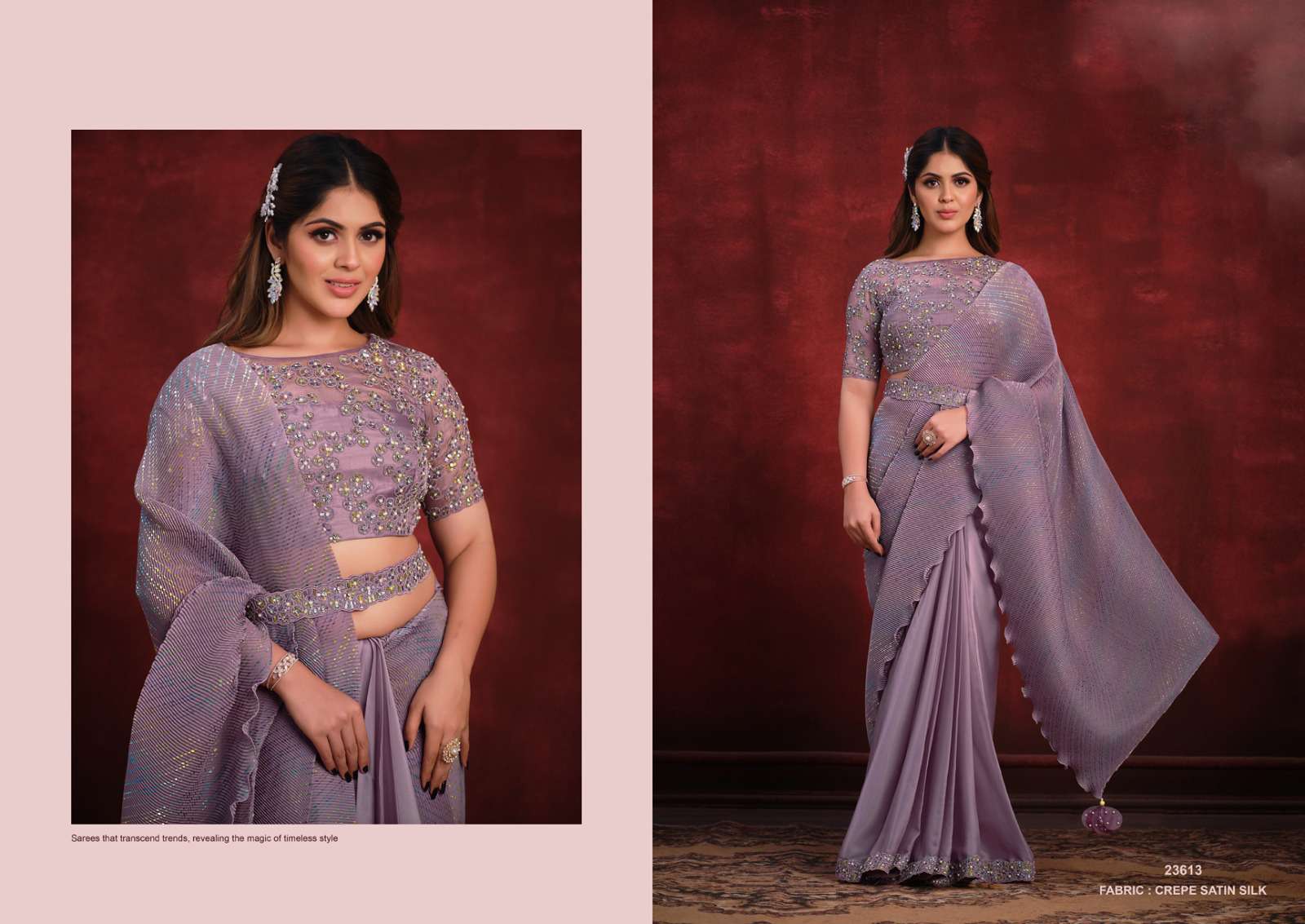 MAHOTSAV MOHMANTHAN 23600 KIMAYA sequence thread and stone work/texture pallu available with belt