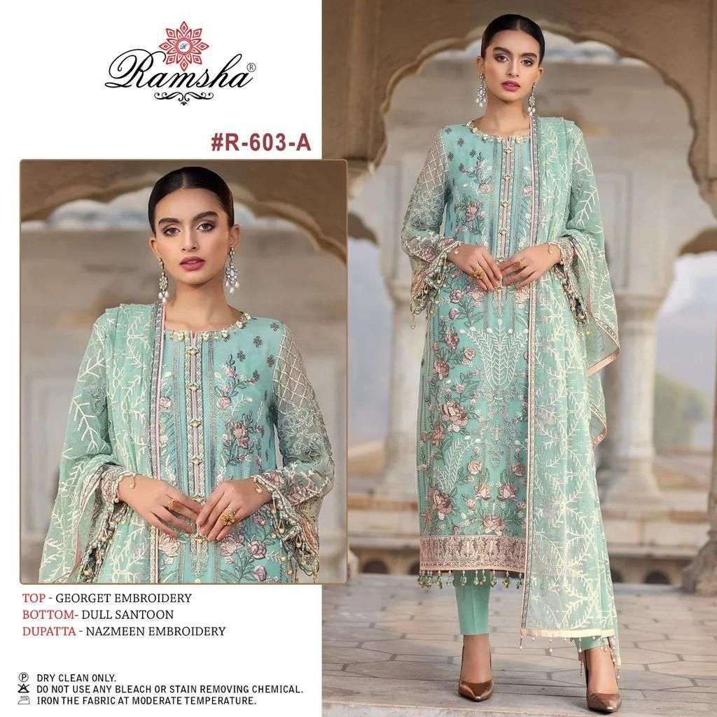 RAMSHA R 603 A TO D PAKISTANI SALWAR SUITS COLLECTION