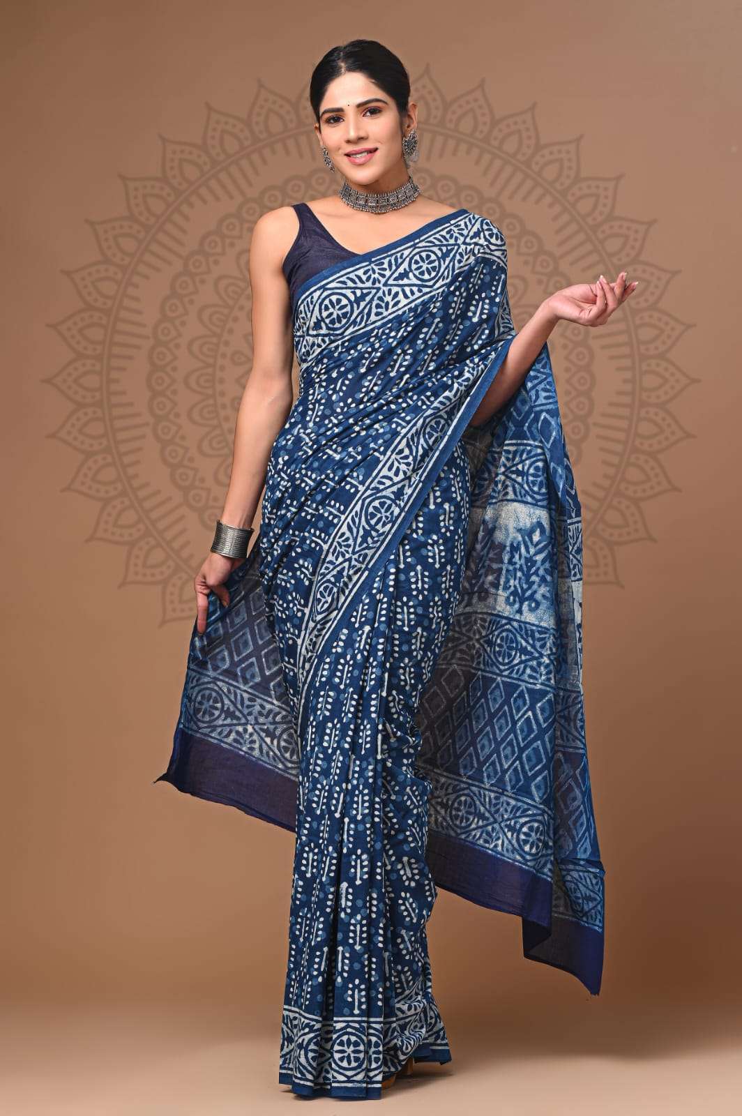 Shri Balaji Emporium 4344b Trandy Blue Soft pure cotton mulmul Hand ...