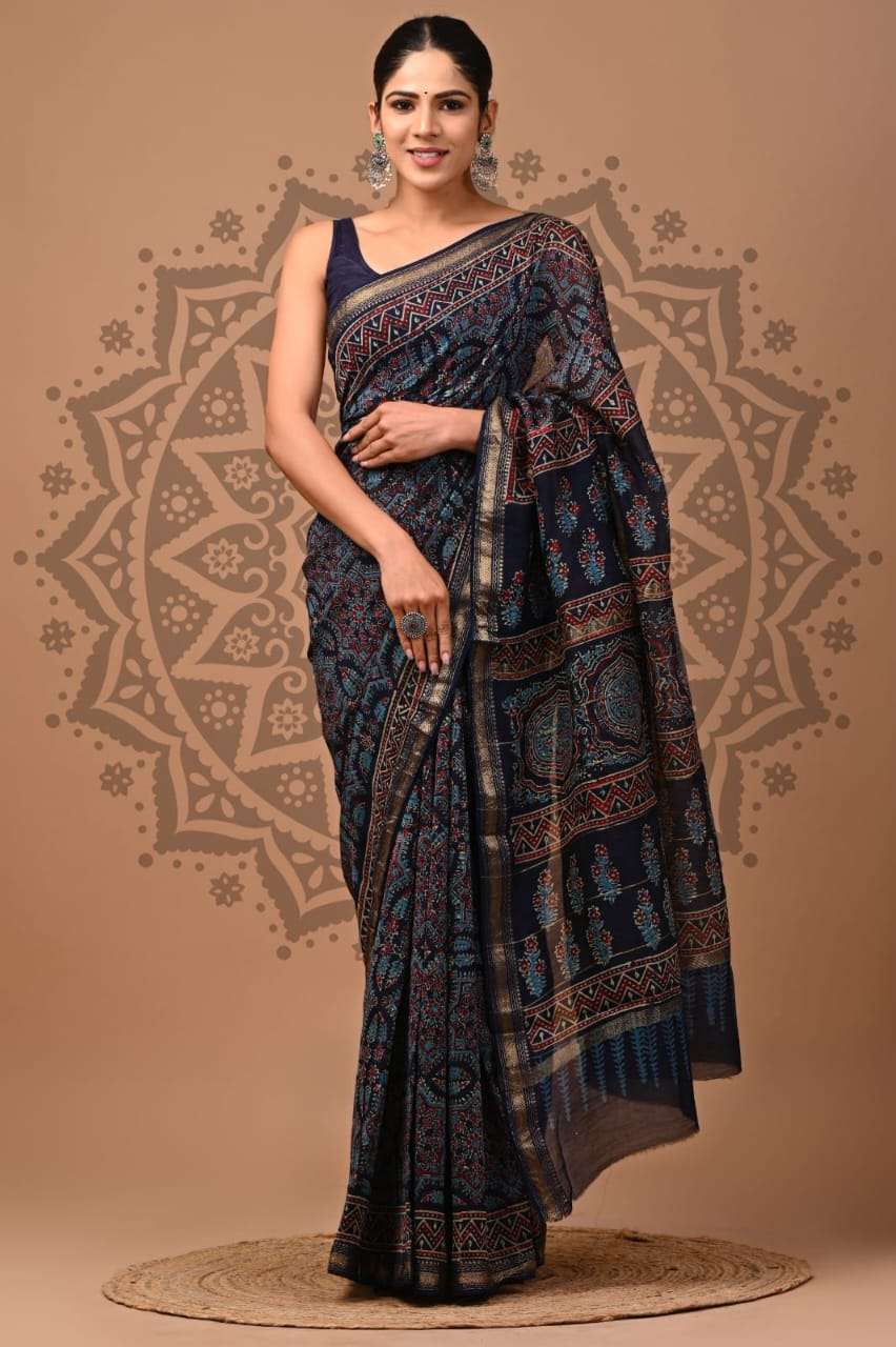 Shri Balaji Emporium 4424b Hand block printed Maheswari silk sarees ...