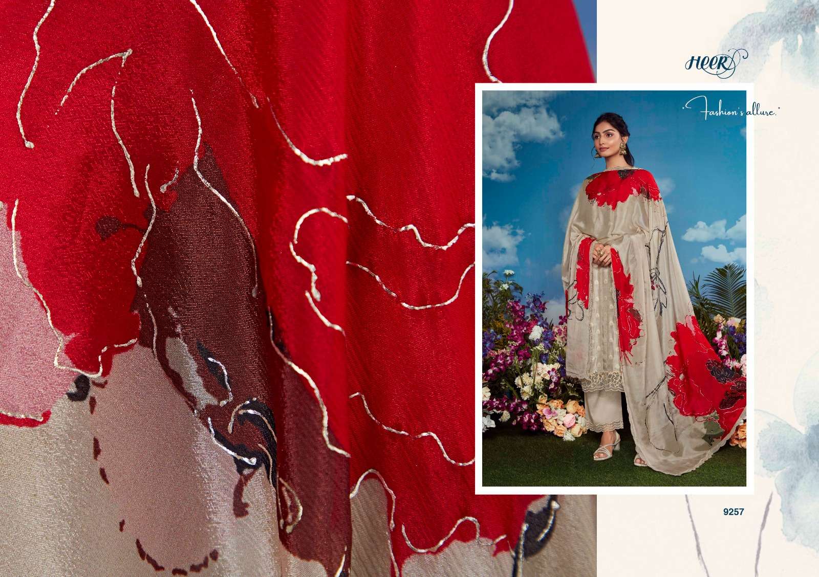 Kimora Heer 169 Muslin weaving buttis with organza embroidery cutwork ...