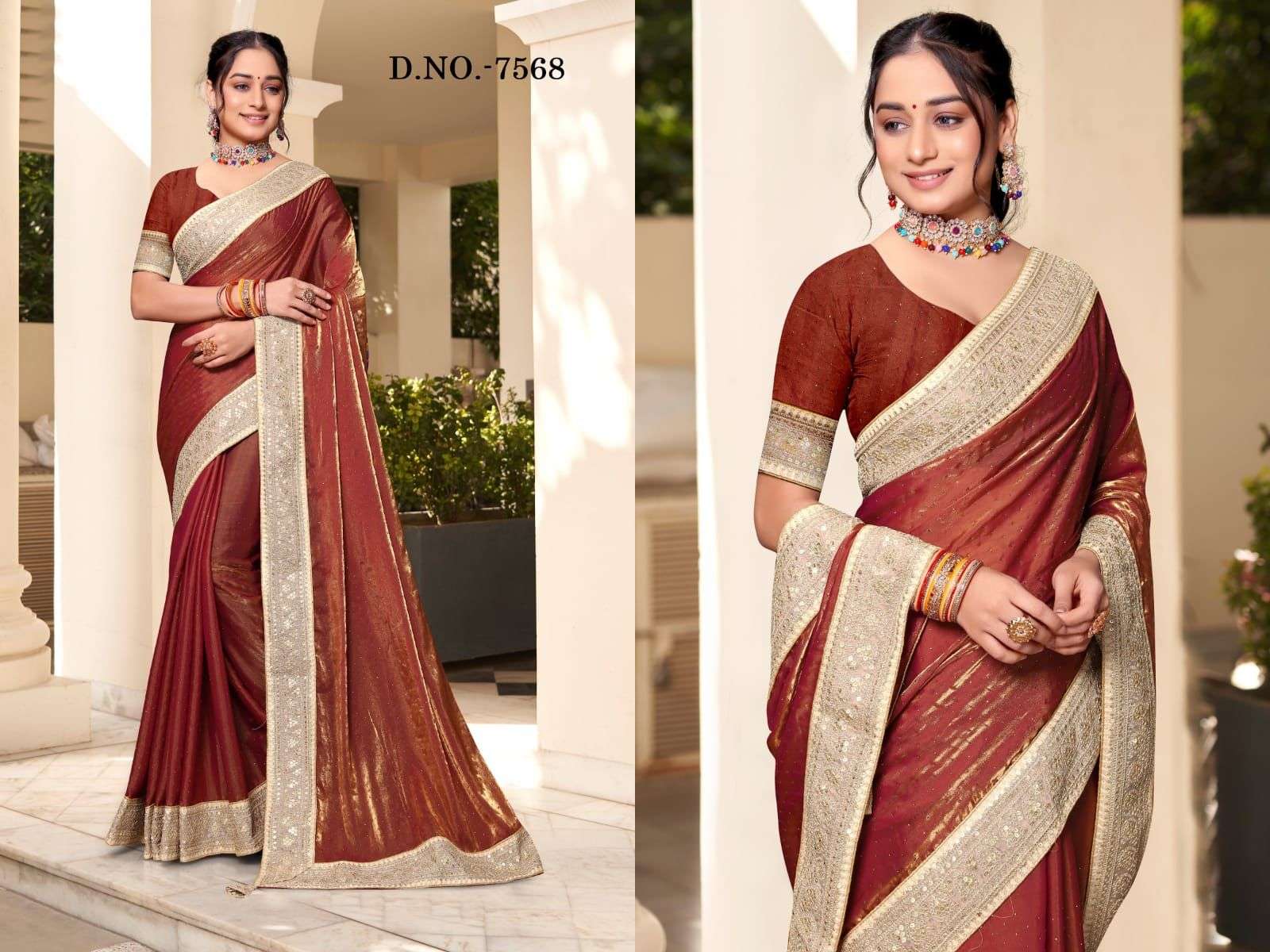 SHRI BALAJI EMPORIUM OUTFIT HOT FIX ZARKAN BORDER SAREE WITH HOT FIX ...