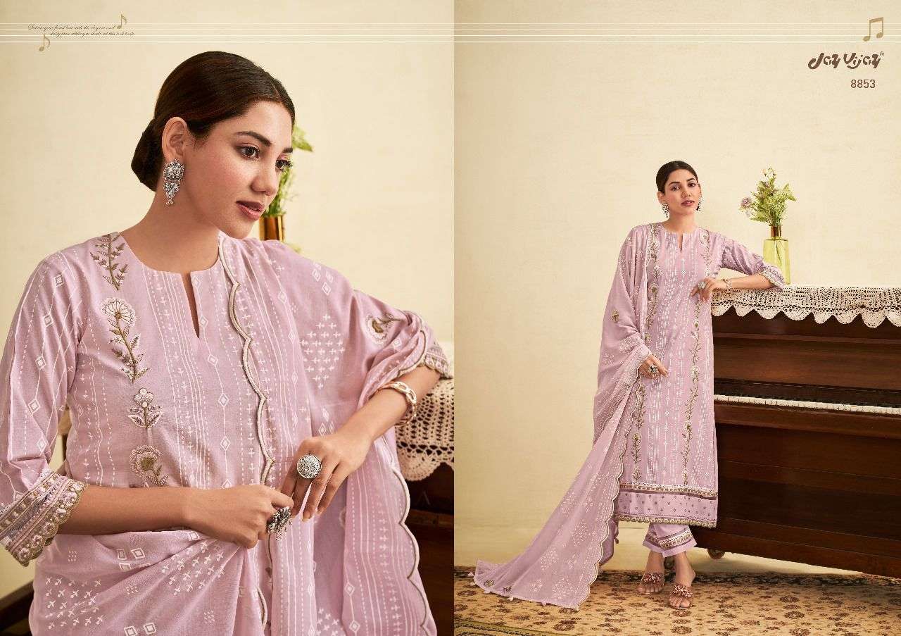 Jayvijay Sargam PURE COTTON KHADI BLOCK PRINT WITH FANCY PLACEMENT EMBROIDERY ON FRONT AND BACK ...