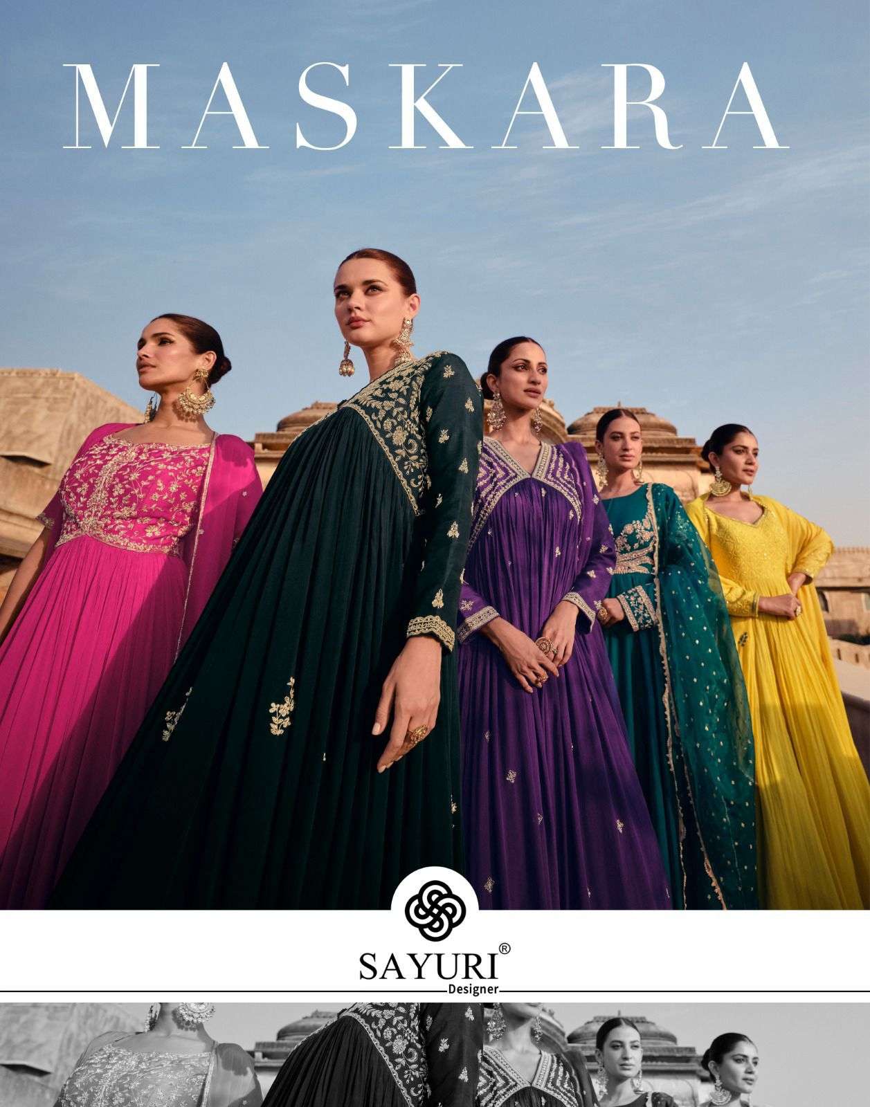SAYURI MASKARA FRONT AND BACK EMBROIDERED ANARKALI SUIT