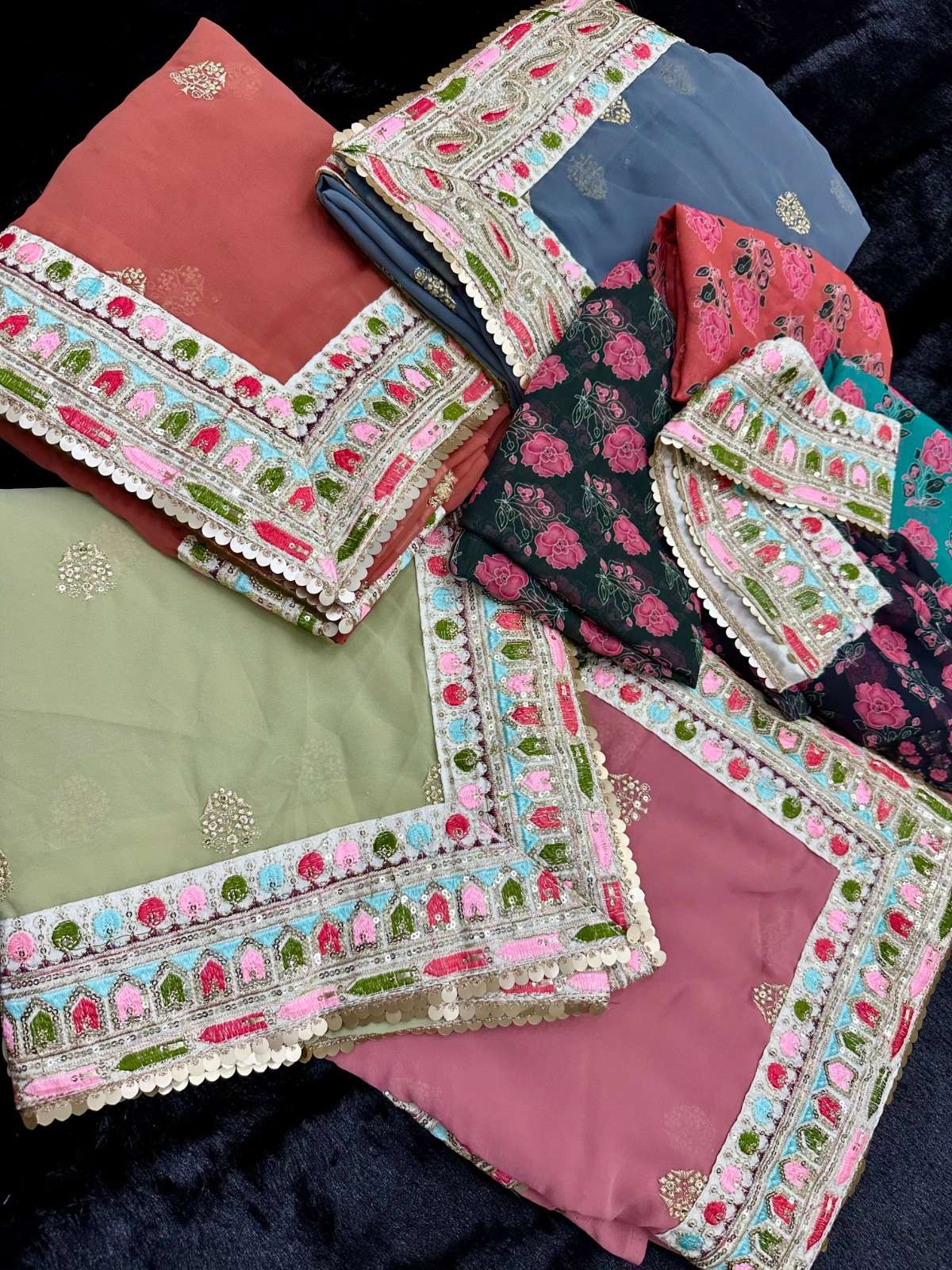 Shri Balaji Emporium Georgette Saree with Multi Threaded Embroidery