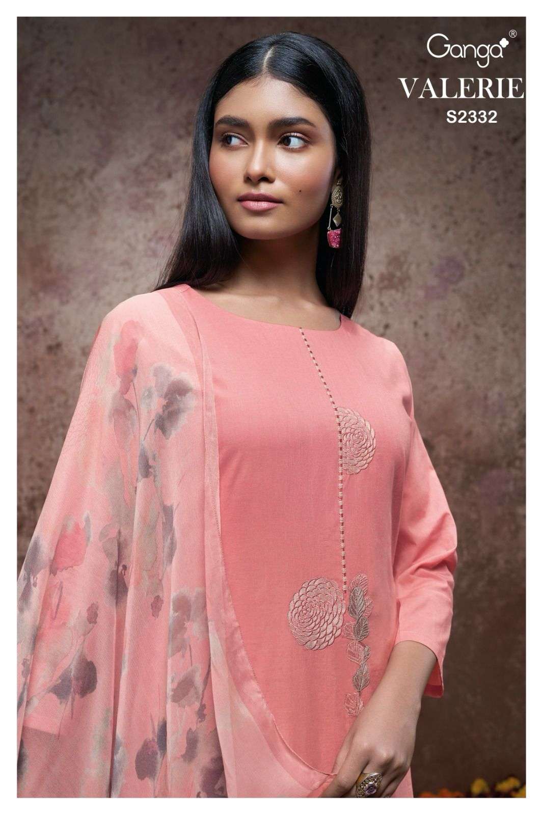 Ganga Valerie 2332 PREMIUM COTTON SOLID WITH EMBROIDERY, AND LACE ON ...
